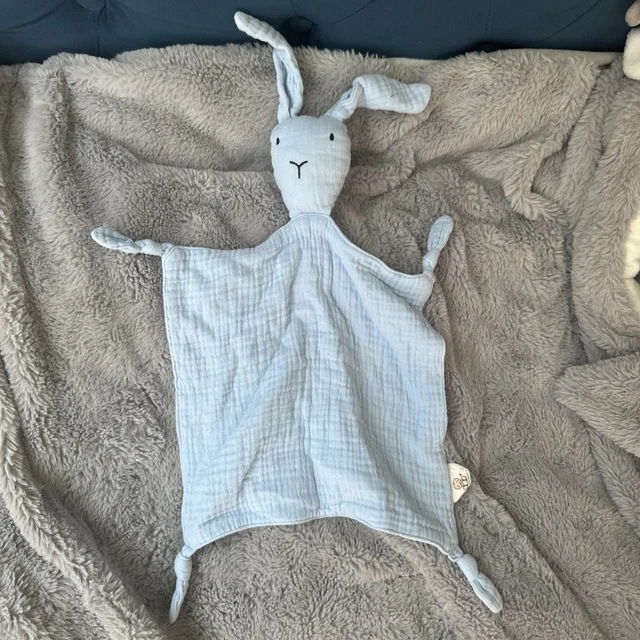 LITTLE GIGGLES CO.® Bunny Baby Comforter - Soft Cotton Muslin blue ...