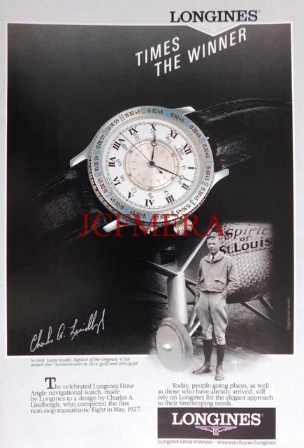 LONGINES LINDBERGH HOUR Angle Navigational Watch ADVERT : 1989/91 Print ...