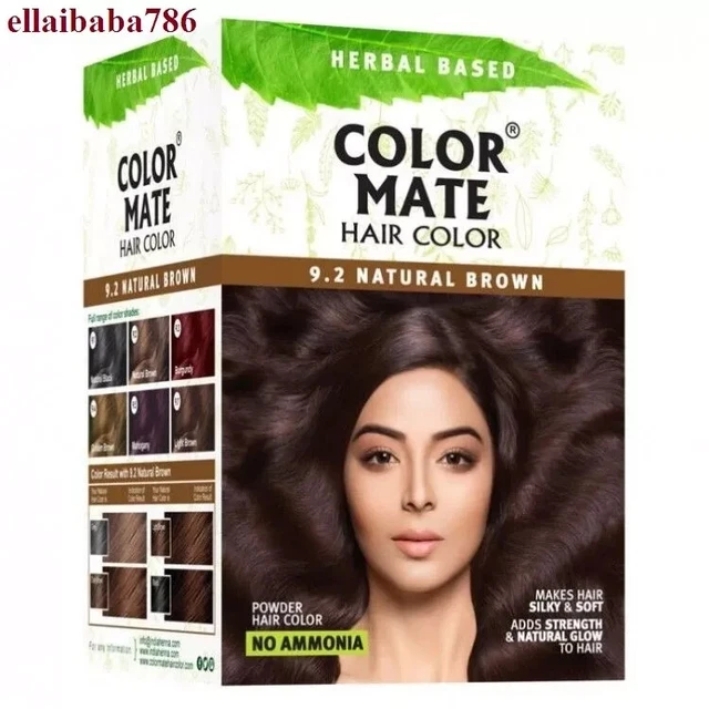 COLOR MATE HERBAL Based Hair Color(Natural Brown-9.2)10 Sachets No ...