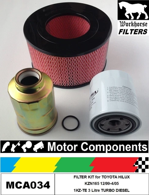 FILTER KIT FOR TOYOTA HILUX KZN165 1KZ-TE 3 Litre TURBO DIESEL 99-0 ...