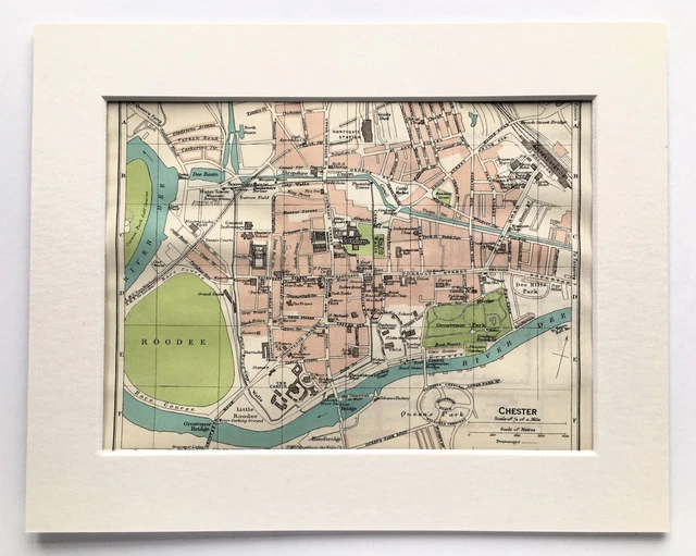 VINTAGE 1930 CHESTER CITY PLAN Colour Map - Mounted For Framing £10.79 ...