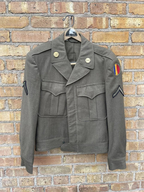 TRUE VINTAGE 1944 WW2 US Army Wool Ike jacket w/ Patches Military 38 S ...