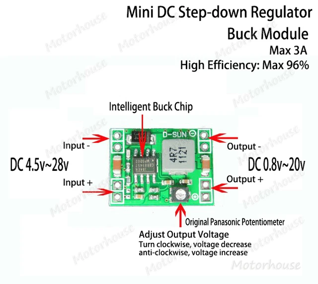 DC-DC BUCK STEP Down Voltage Regulator Power Module 3.3v 5v 9v 12V 3A ...