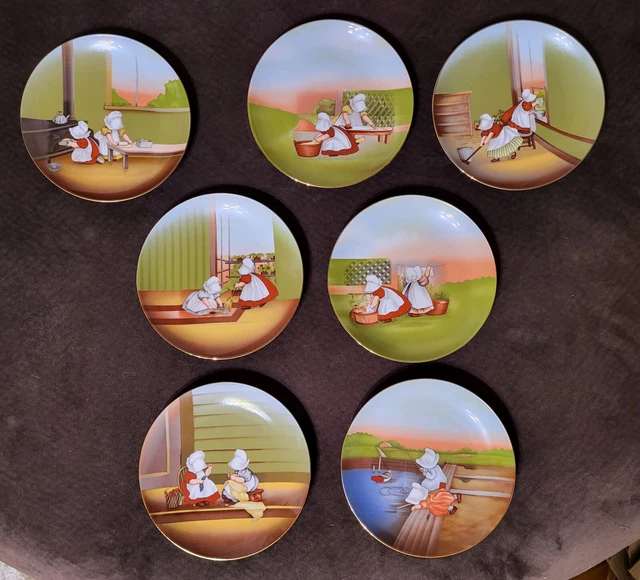 SUN BONNET BABIES Plates Of The Week Full Set of 7 display $60.00 ...