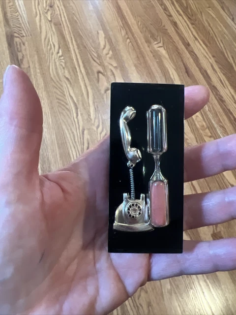 MCM LUCITE ROTARY Dial Telephone Hourglass 3 Minute Egg Timer Pink Sand ...