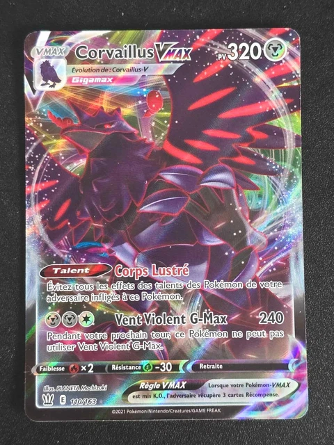 CARTE POKEMON CORVAILLUS 110/163 Vmax Ultra Rare Epée et Bouclier 5 ...