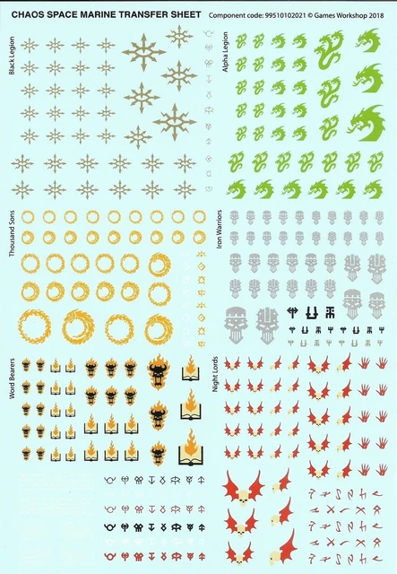 CHAOS SPACE MARINES Thousand Sons Infantry transfer sheet Warhammer 40k ...
