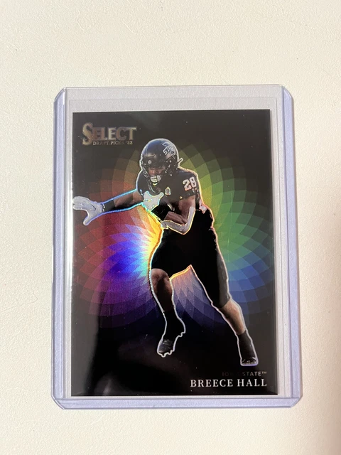 BREECE HALL COLOR Wheel Case Hit RC 2022 NFL Select Rookie Prizm Jets ...