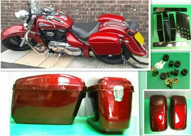 HARD CASE SIDE Pannier Boxes Universal-Motorcycle-Bike-Cruiser-Trike-BK ...