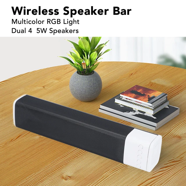 RGB LIGHT SOUNDBAR Wireless Speaker Bar Dual 4Ω 5W Speakers 10m ...