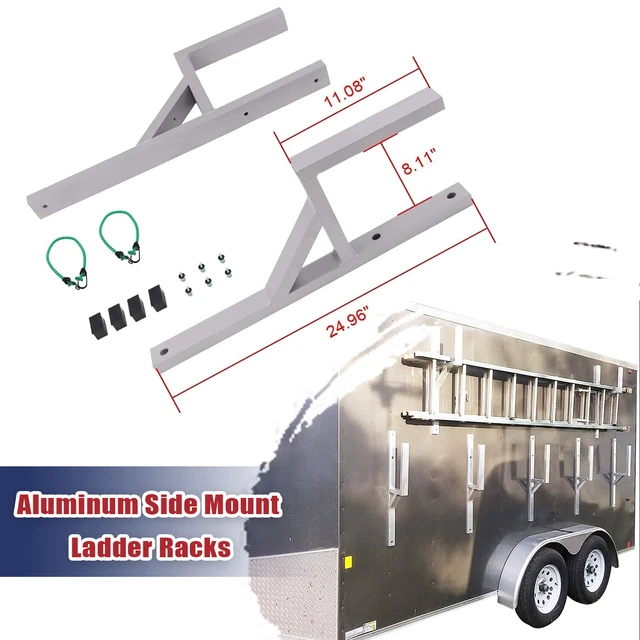 SIDE MOUNT LADDER Racks For Enclosed Trailer Aluminum 2 Rack W/Mounting ...