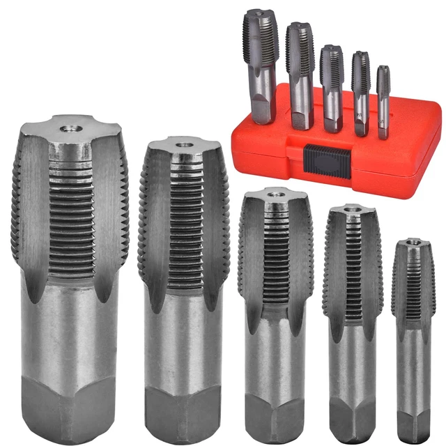 PROFESSIONAL 5 PIECE NPT Pipe Tap Set, Carbon Steel NPT Thread Forming ...