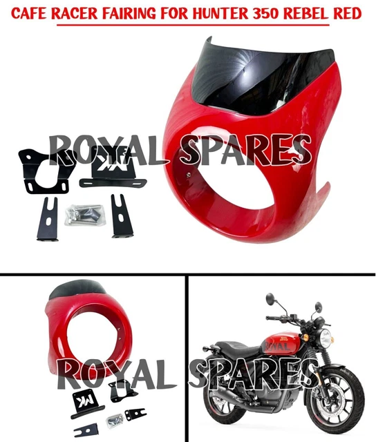 CARÉNAGE CAFE RACER adapté pour Royal Enfield Hunter 350 rouge rebelle ...