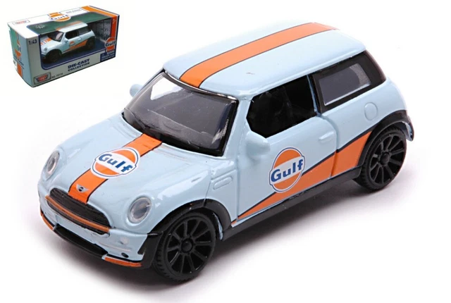 MOTORMAX MINI COOPER WITH GULF LIVERY LIGHT BLUE/ORANGE 1:43 EUR 21,28 ...