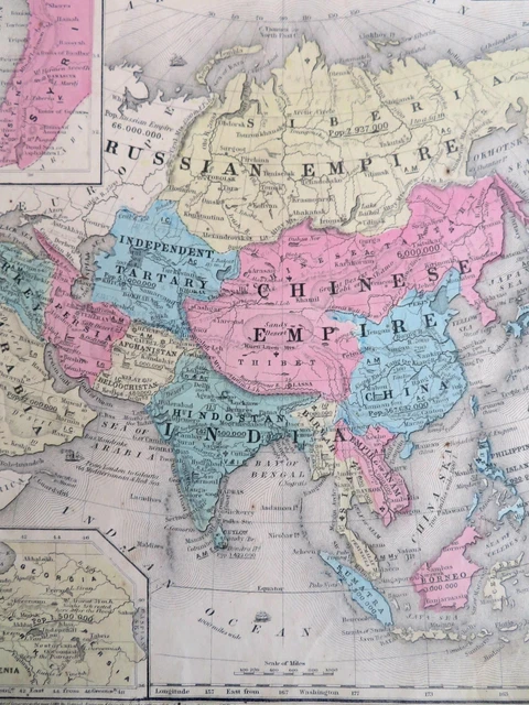 ASIA OTTOMAN EMPIRE Holy Land India China Korea 1853 Armenia inset map ...