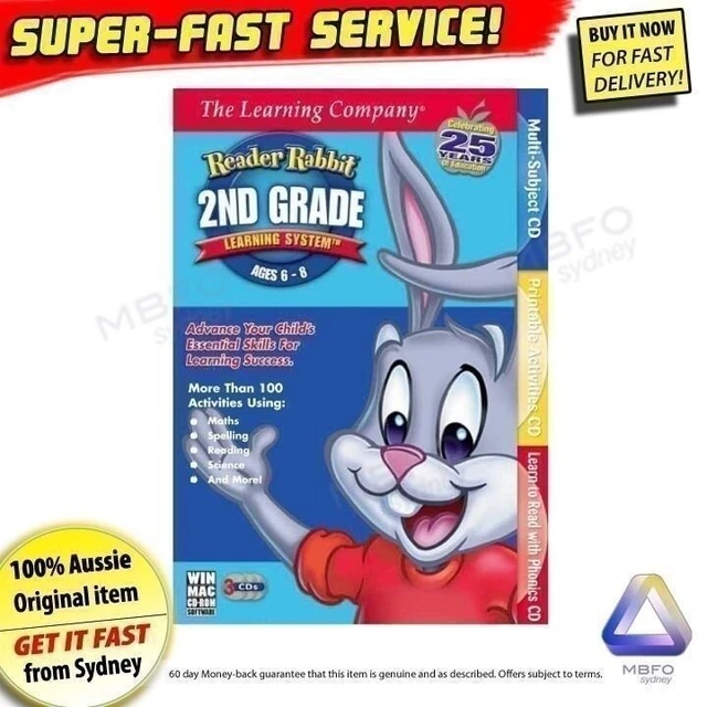 READER RABBIT GRADE 2 PC Windows 2nd Class Reading spelling educational ...