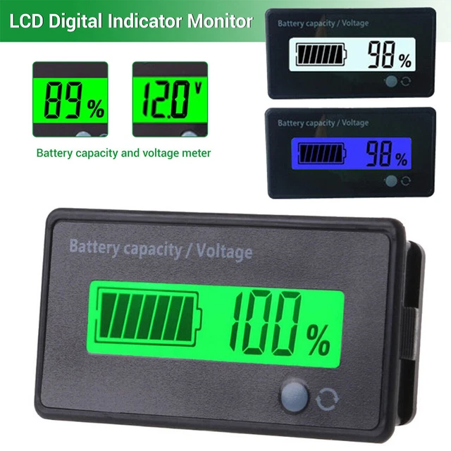 BATTERY STATUS CHARGE LCD Digital Indicator Monitor Meter Gauge 12V 24V ...