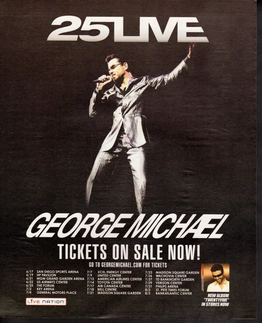 PRINT AD ADVERTISEMENT Music 25 Live George Michael Tickets Tour ...