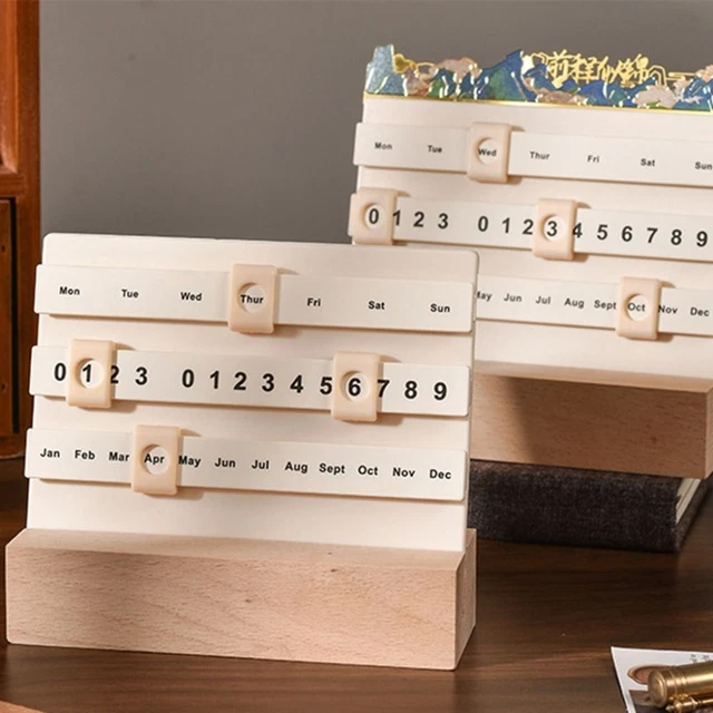 INS STYLE 2025 Wooden Slider Calendar 2025 Perpetual Date Calendar ...