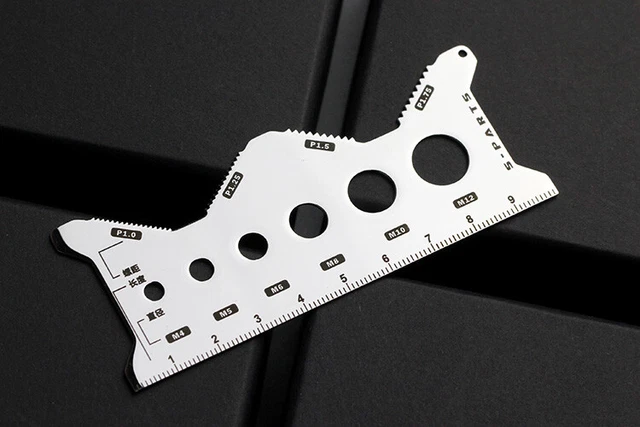 STAINLESS STEEL MEASURING Card Ruler Tools for Screw Bolt Length Pitch ...