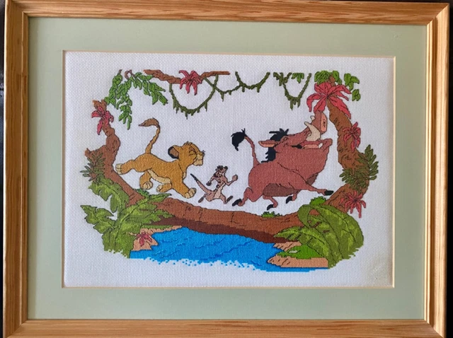 DISNEY THE LION KING Timon and Pumbaa CROSS STITCH EMBROIDERY PICTURE £ ...