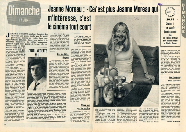 COUPURE DE PRESSE Clipping 1973 Jeanne Moreau Charles Denner (2 pages ...