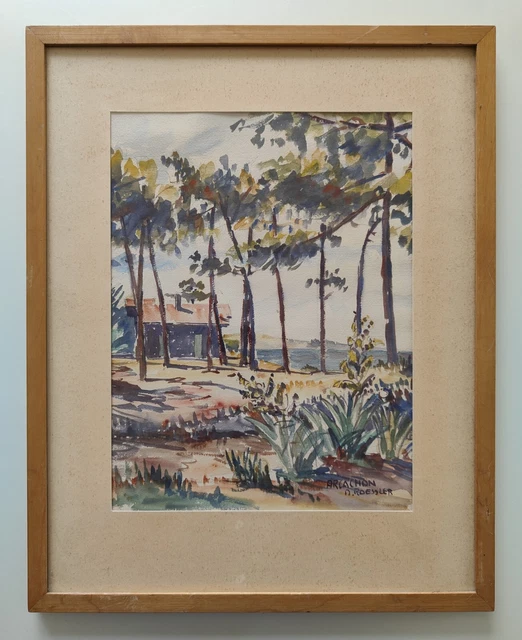 TABLEAU &ARCACHON& SIGNÉ ROESSLER aquarelle Ancienne Peinture EUR 80,00 - PicClick FR