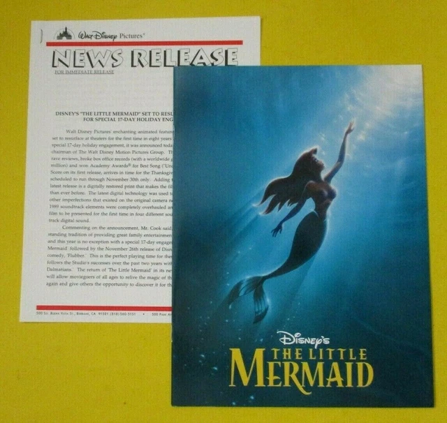 WALT DISNEY PICTURES The Little Mermaid Press Kit Re-release in ...