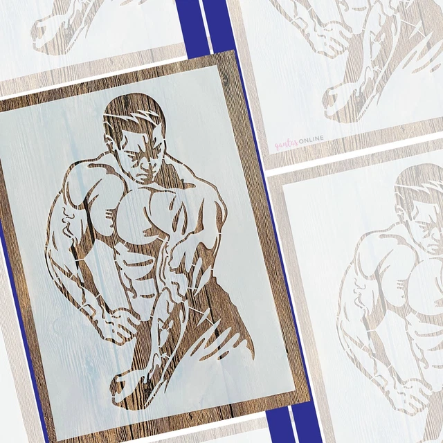 DIY STENCIL GYM Body Building A4 Template Decor For Walls Scrapbooking ...