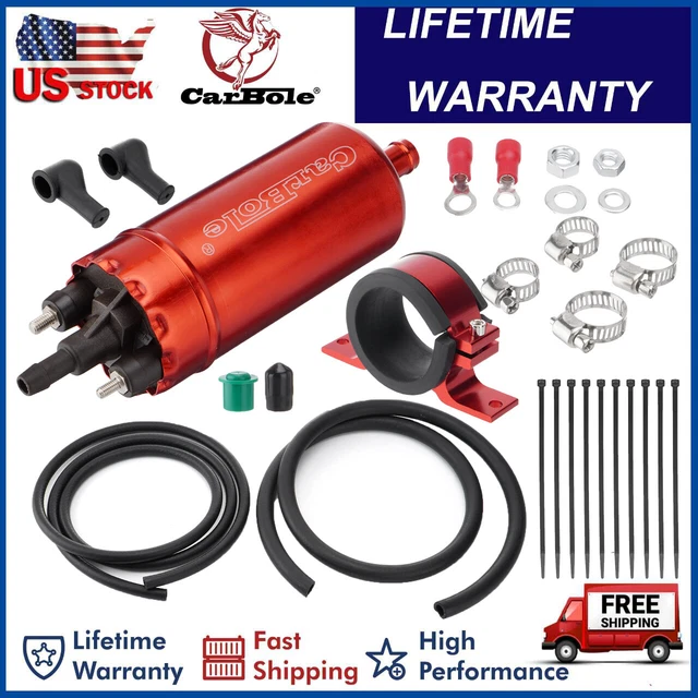 UNIVERSAL EXTERNAL INLINE Electric Fuel Pump w/ Hose 125 PSI High ...