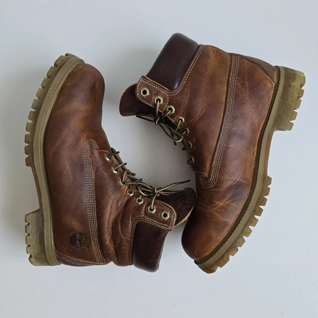 TIMBERLAND PRIMALOFT 400 Heavy Duty Brown Leather Boots Combat Uk Size ...