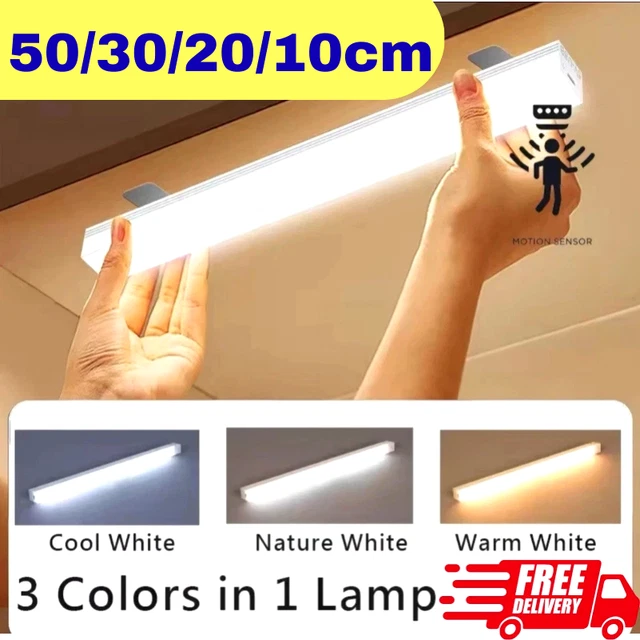 LED MOTION SENSOR Under Cabinet Closet Light USB Rechargeable Kitchen ...