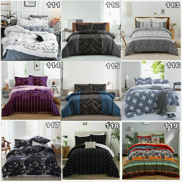 SOFT STRIPED DOONA Duvet Quilt Cover Set Single/Double/Queen/King Size ...