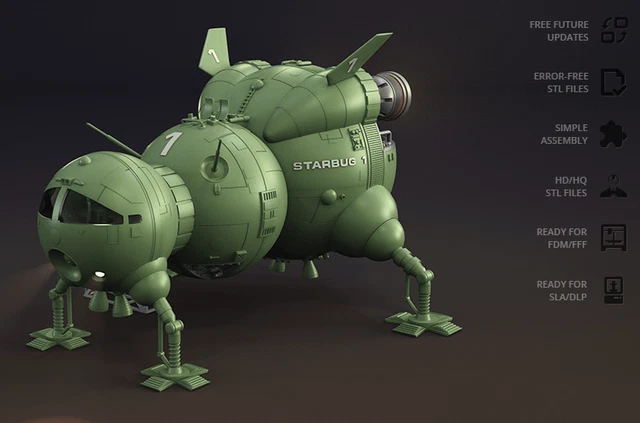 STARBUG RED DWARF Spaceship Resin 3d printed DIY model kit 1:128 Scale ...