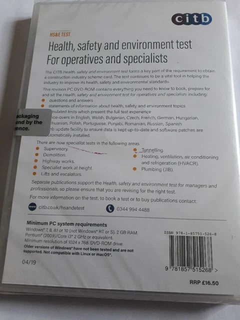 CITB HEALTH SAFETY And Environment Test For Operatives & Specialists ...