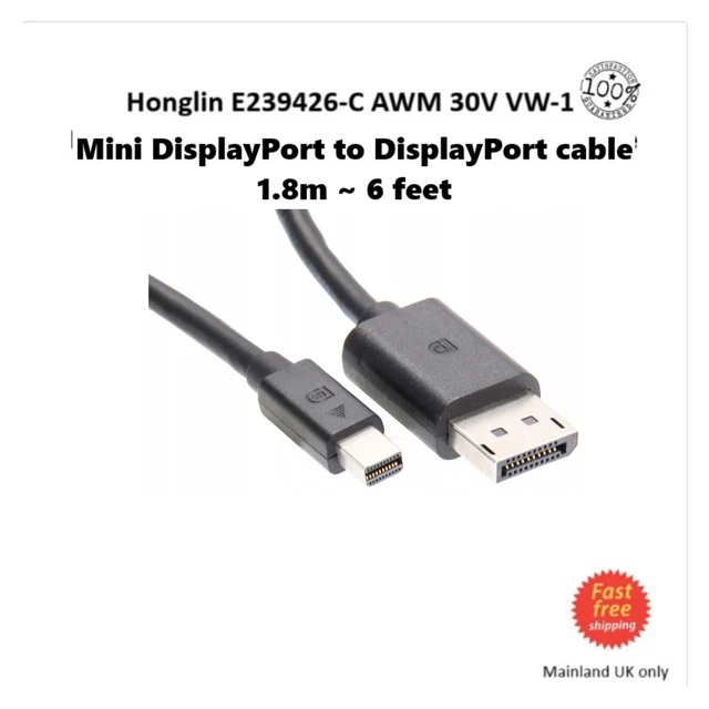 HONGLIN E239426-C AWM 30V VW-1 Mini Display port to Display port cable ...