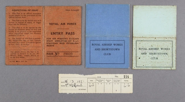 RAF ENTRY PASS Cardington & Royal Airship Works And Shortstown Club ...