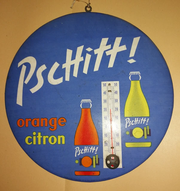 PSCHITT ORANGE CITRON glacoide thermomètre publicité no plaque émaillée ...