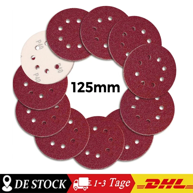 SCHLEIFPAPIER KLETT 125MM 8-Loch Exzenter Schleifscheiben P40 P60 P80 ...