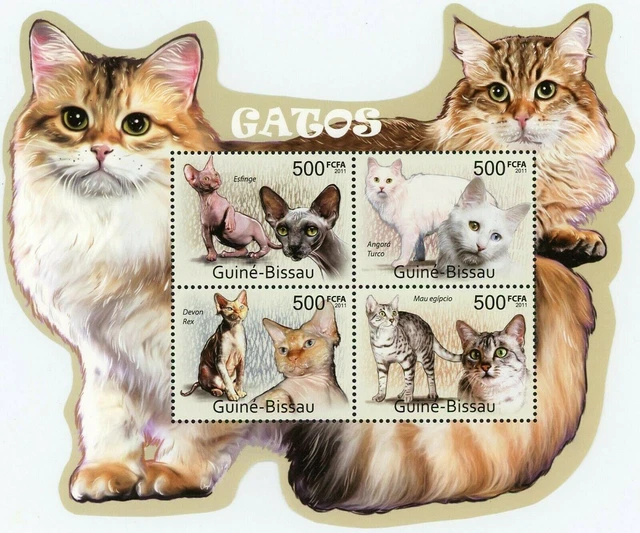 CATS STAMP ESFINGE Mau Egyptian Devon Rex Turkish Souvenir Sheet MNH ...