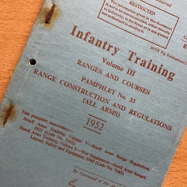 ORIGINAL 1952 BRITISH Army Infantry Training Pamphlet: Range ...