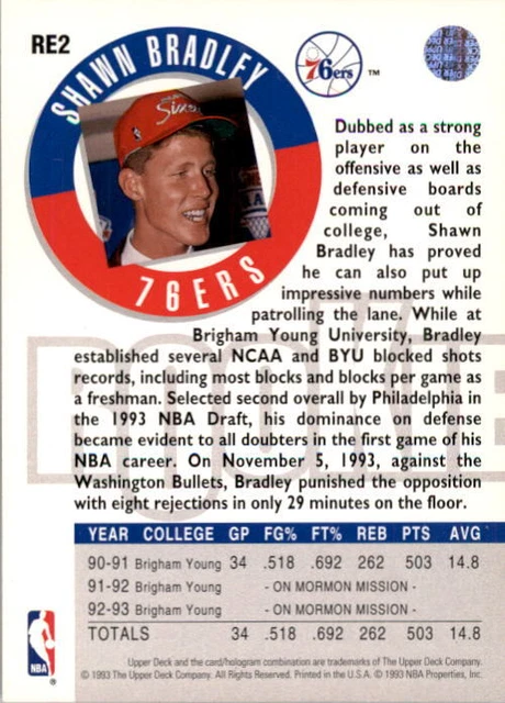 1993-94 UPPER DECK Rookie Exchange 76ers carte basket-ball #RE2 Shawn Bradley EUR 2,22 - PicClick FR