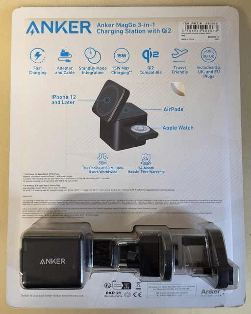ANKER MAGGO 3-IN-1 Portable Charging Station with Qi2 | Travel Adapters ...