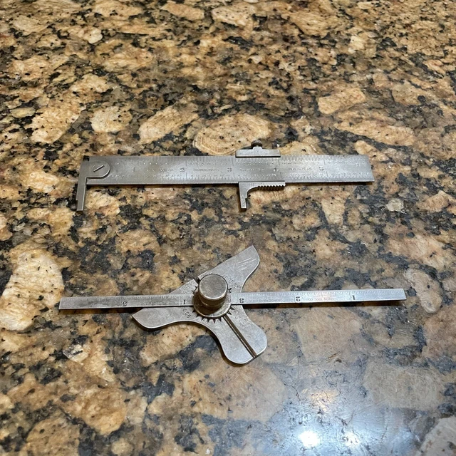 2 PC.UNION TOOL 6''Sliding Protractor Depth Gauge & 6'' Sliding Caliper ...