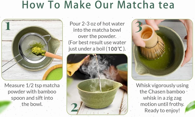6PCS MATCHA KIT Set，Matcha Set Includes Bowl with Spout and Bamboo ...