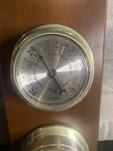 TAYLOR WEATHER STATION Barometer Thermometer Humidity Wall Mount VTG ...