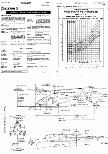 BELL 222 HELICOPTER manual rare detailed period archive 1980's ref ...