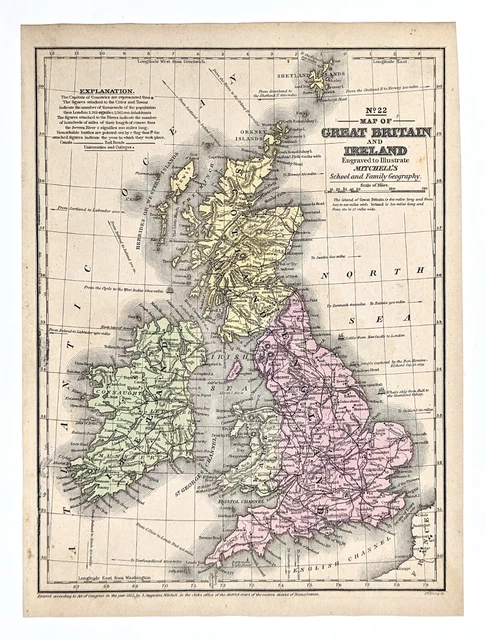 ENGLAND WALES SCOTLAND Ireland Map 1852 Original Railways Townships ...