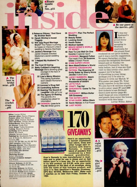 NEW IDEA MAGAZINE Australia - October 16, 1993 - Oprah, Madonna ...