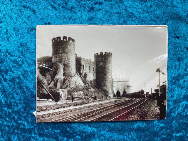 STEAM ENGINE TRAIN tracks Wales Conwy castle tunnel photo print vintage ...